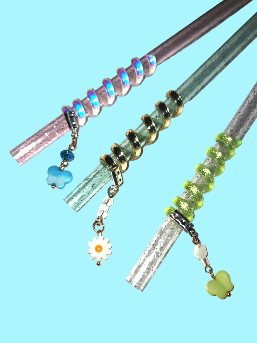 3pck Straw Charm Ziggle Charms Spring Bangle Set 2 Includes 3reusable ...