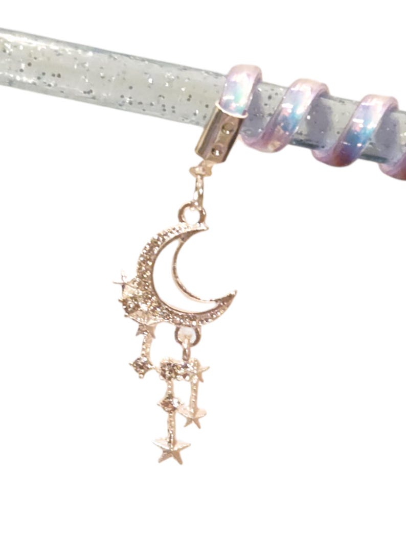 Silver Moon Straw Charm: Glitter Reusable Straw Accessory - Etsy