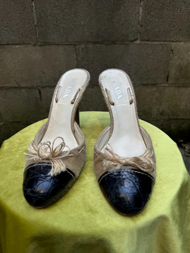 Prada Raffia Mules - Vintage Designer - Italian Fashion - Etsy