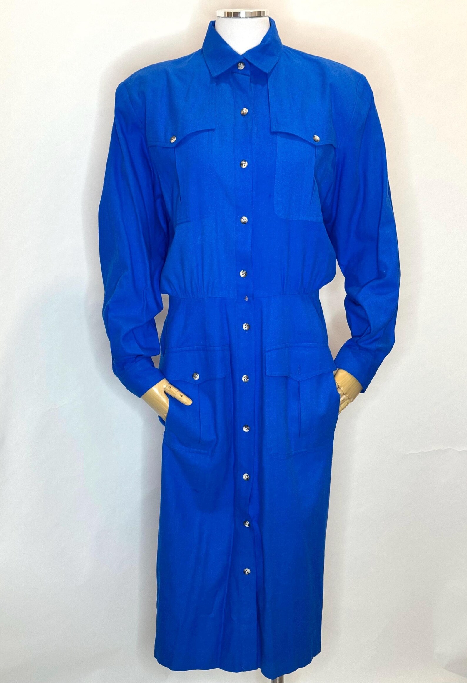 Royal Blue Shoulder Pad Dress - 1980s Inspired - Bold Fashion - Etsy