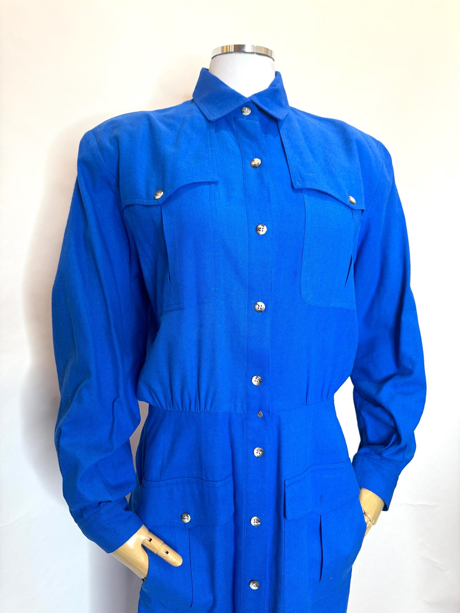 Royal Blue Shoulder Pad Dress - 1980s Inspired - Bold Fashion - Etsy