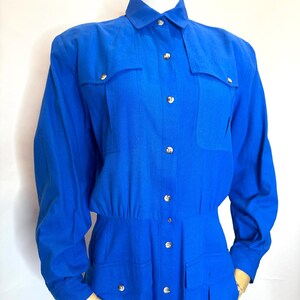 Royal Blue Shoulder Pad Dress - 1980s Inspired - Bold Fashion - Etsy