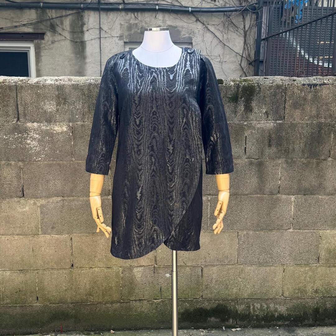 Rodebjer Moire Jacquard Jacket – Black Shimmer Asymmetrical Coat – Long ...