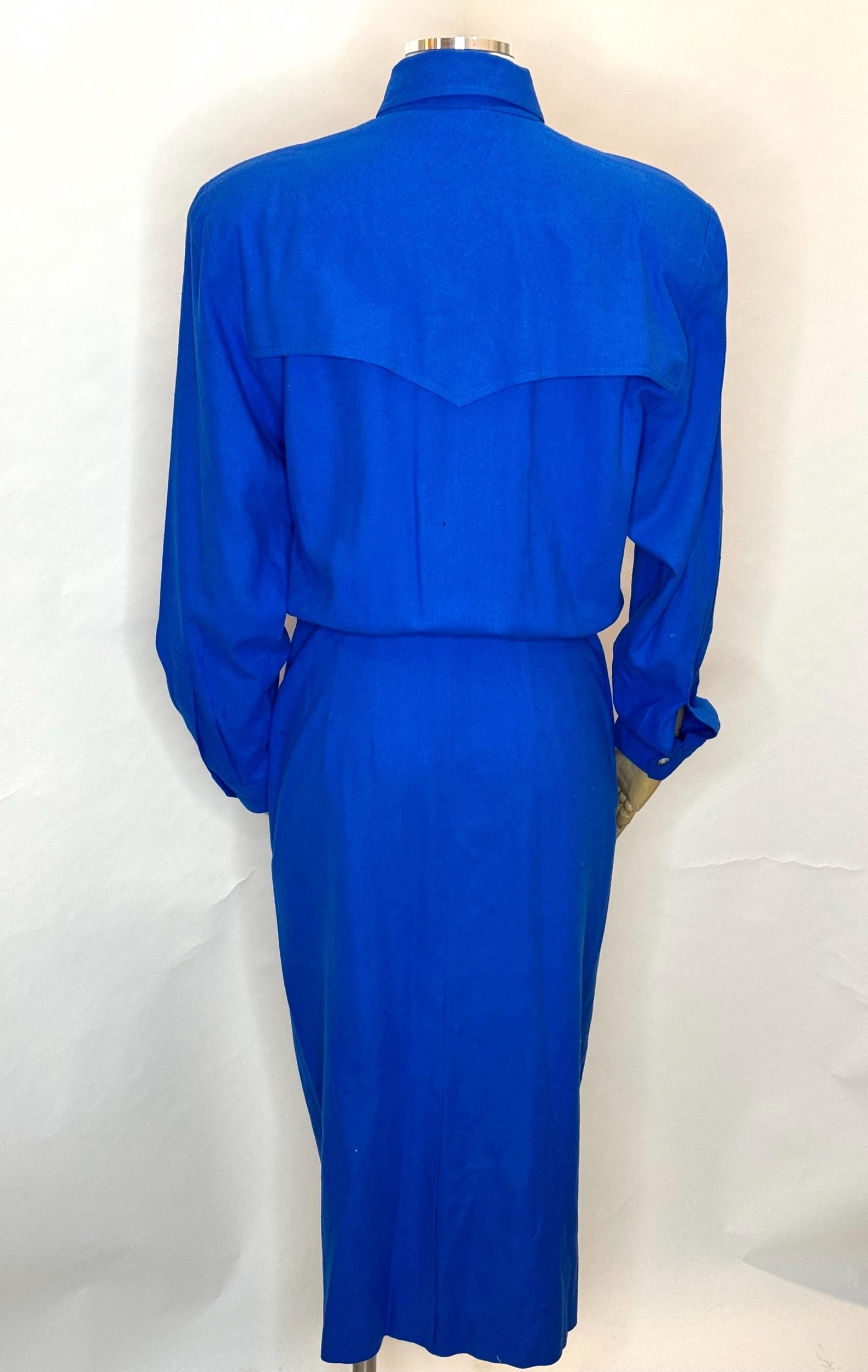 Royal Blue Shoulder Pad Dress - 1980s Inspired - Bold Fashion - Etsy