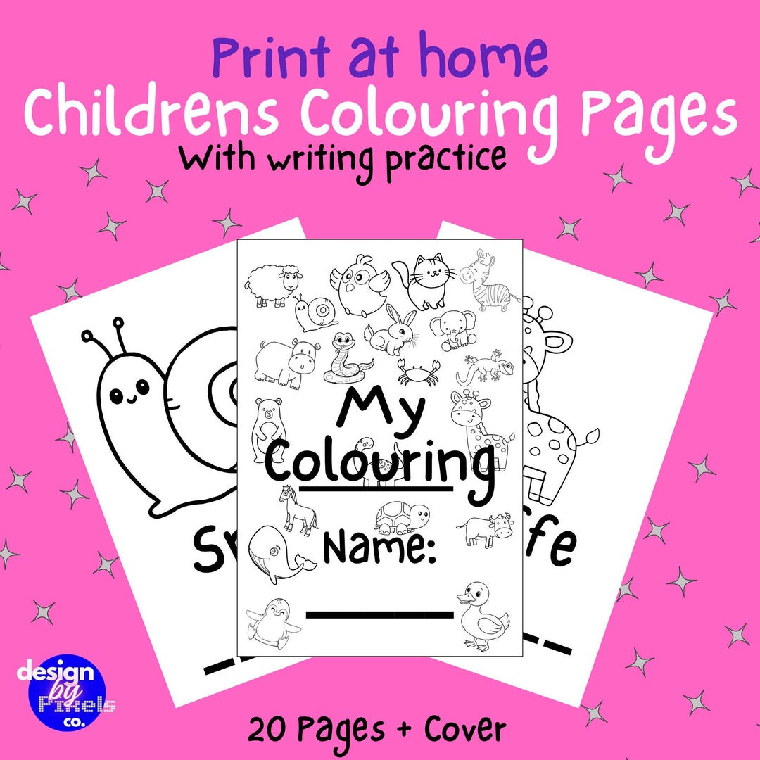 Printable Children's Animals Coloring and Writing Pack | Cute Animal ...