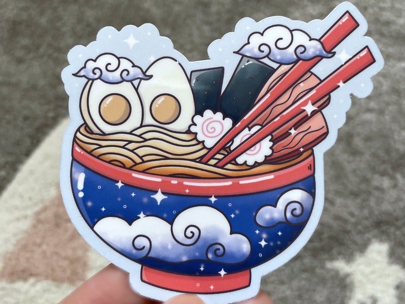 Ramen Bowl Sticker Asian Food Vinyl Stickers Laminated Die Cut Stickers ...
