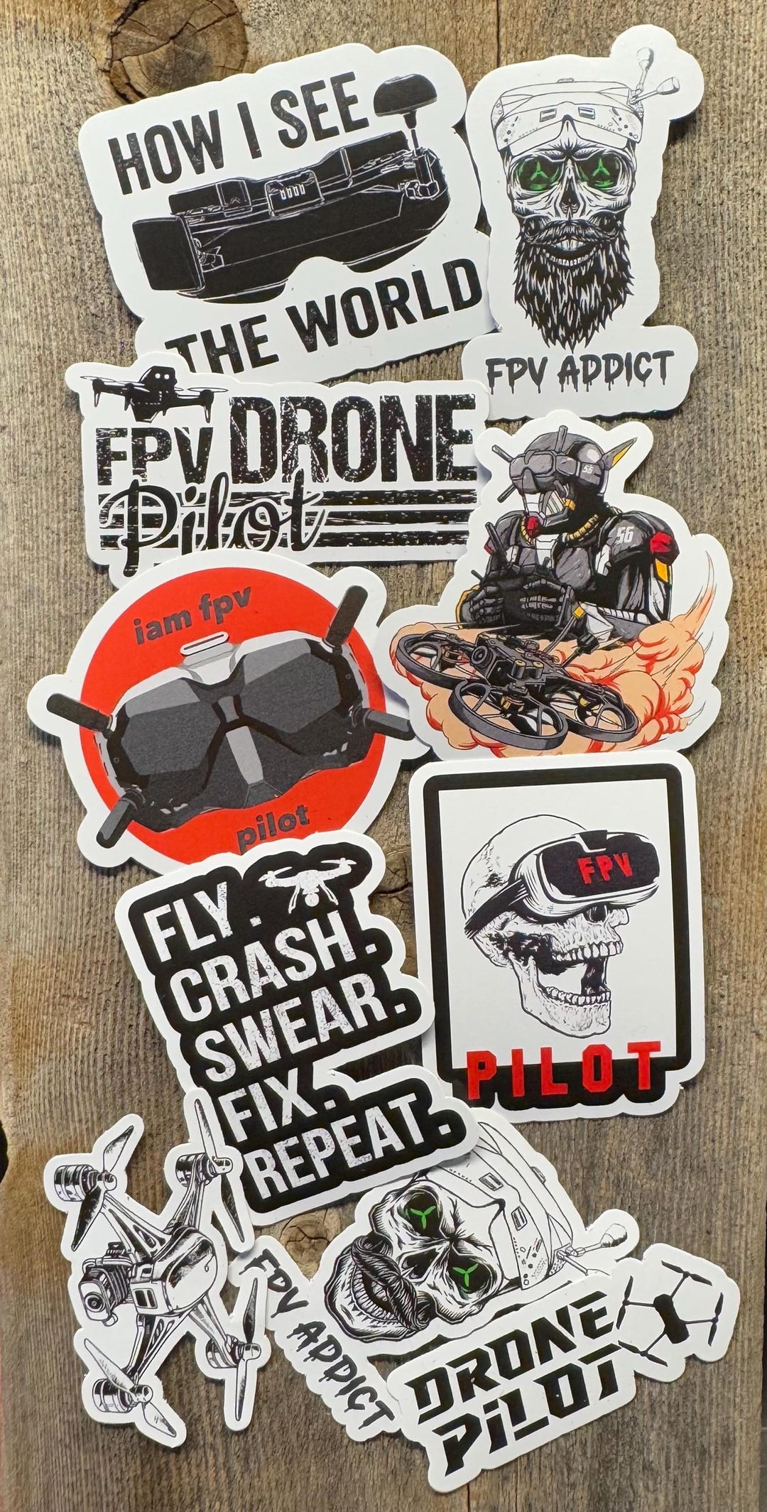 FPV Drone Sticker Pack. Pack of 10 Stickers. Drone Decals. Waterbottle ...