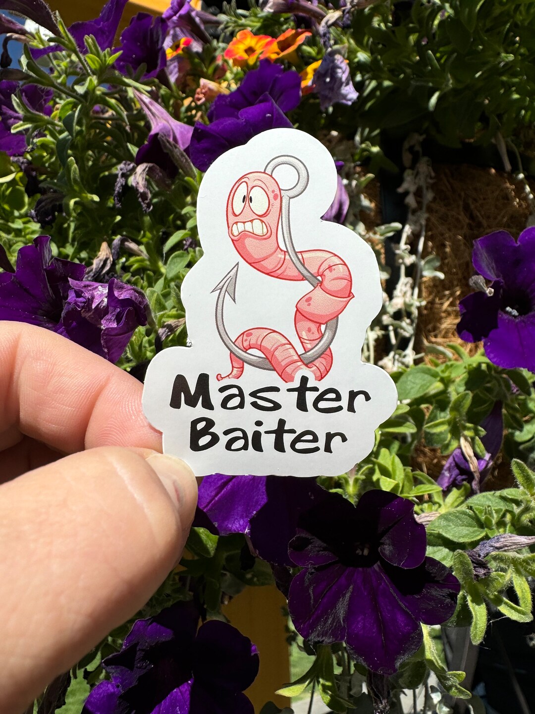Master Baiter Funny Fishing Sticker. Sarcastic, Adult Humor, Worm ...