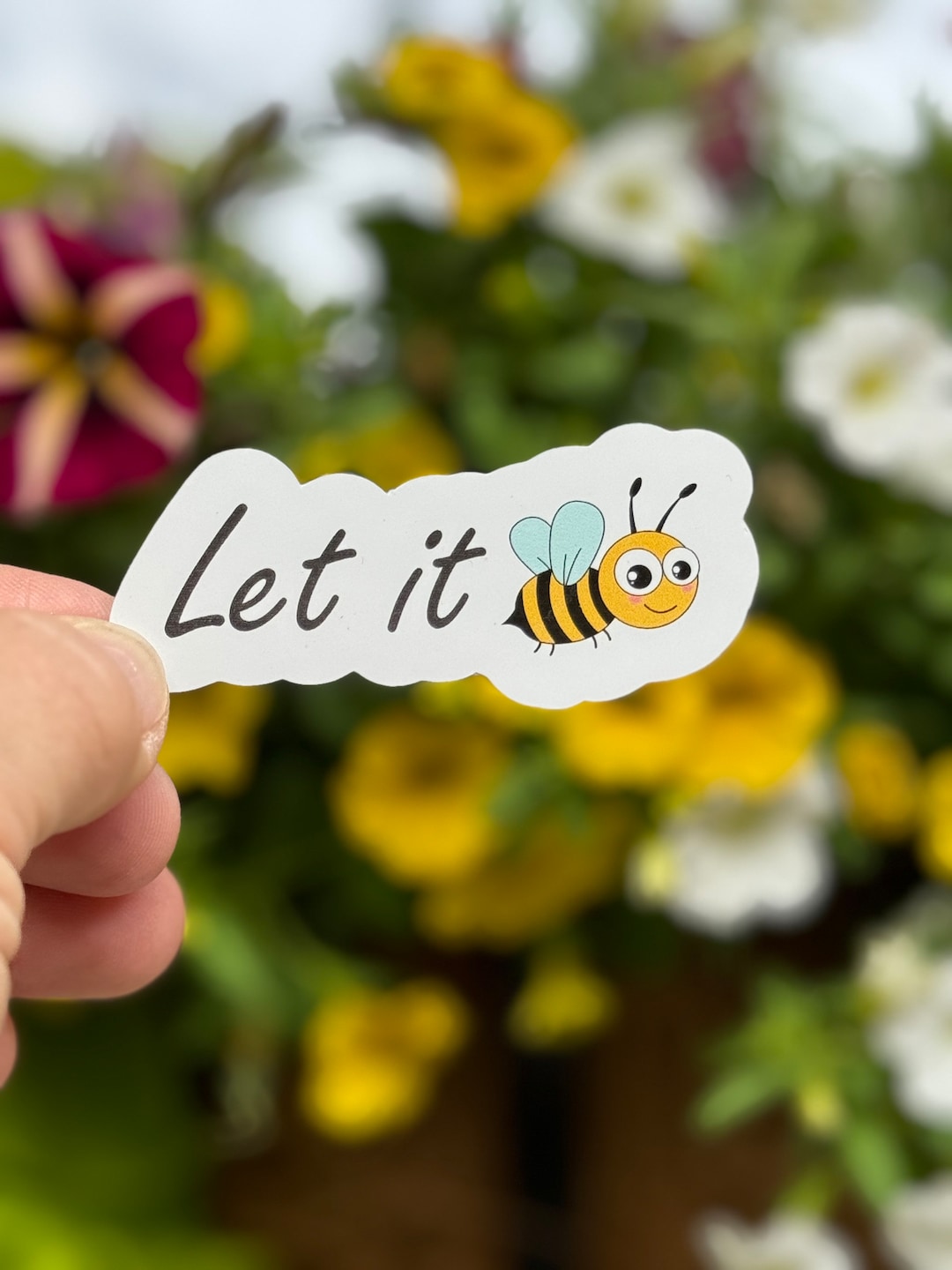 Let It Bee Sticker – Cute Bee Pun Vinyl Decal – Positive Vibes Nature ...