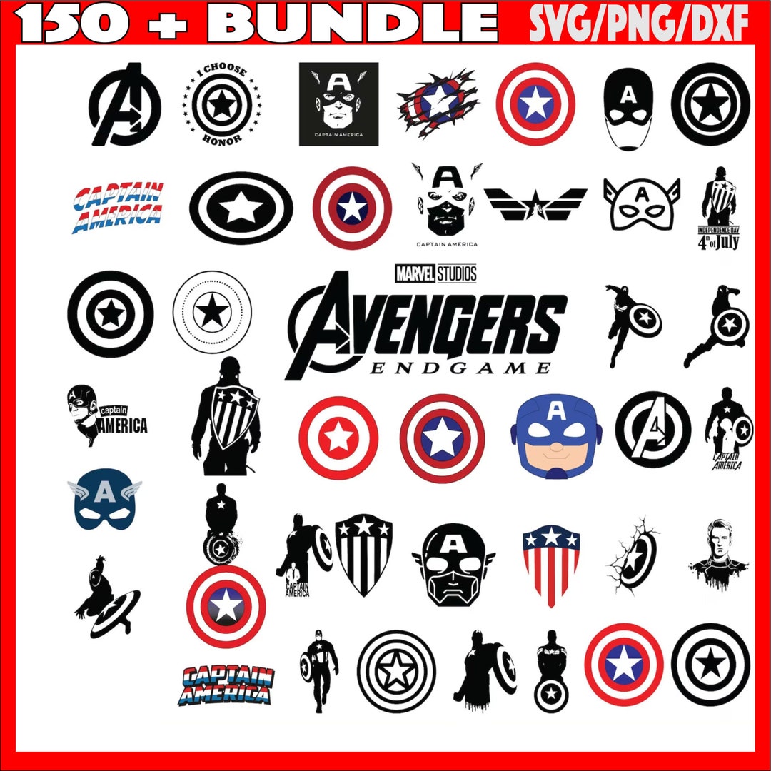 150 Captain America Svg, Captain America Png,captain America Dxf Bundle ...