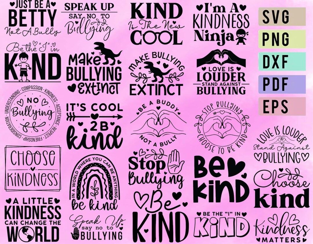 Anti Bullying SVG Bundle 25 Designs - Etsy
