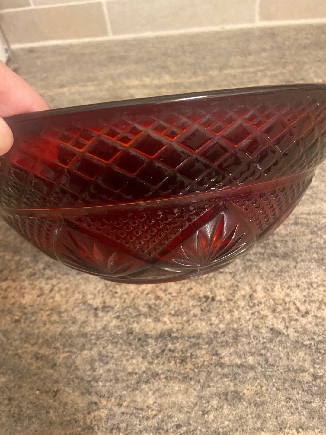 Vintage Ruby Red Bowl - Etsy