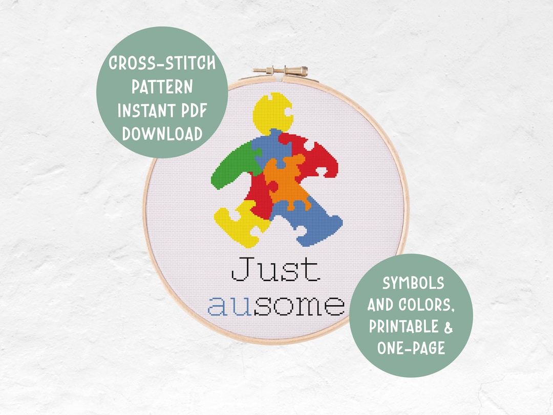 Colorful Autism Autistic Neurodivergent Awareness Cross Stitch Pattern ...