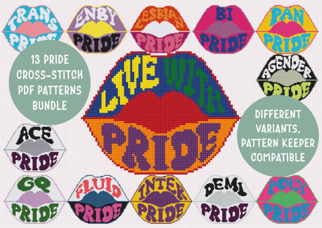 LGBT Pride Cross Stitch Pattern Mega Bundle Lifetime Access Pack Modern ...