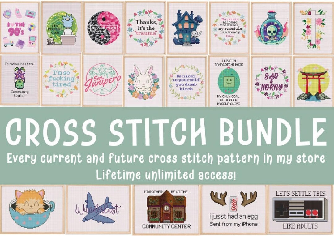 Cross Stitch PDF Pattern Bundle: Modern Embroidery With Lifetime Access ...