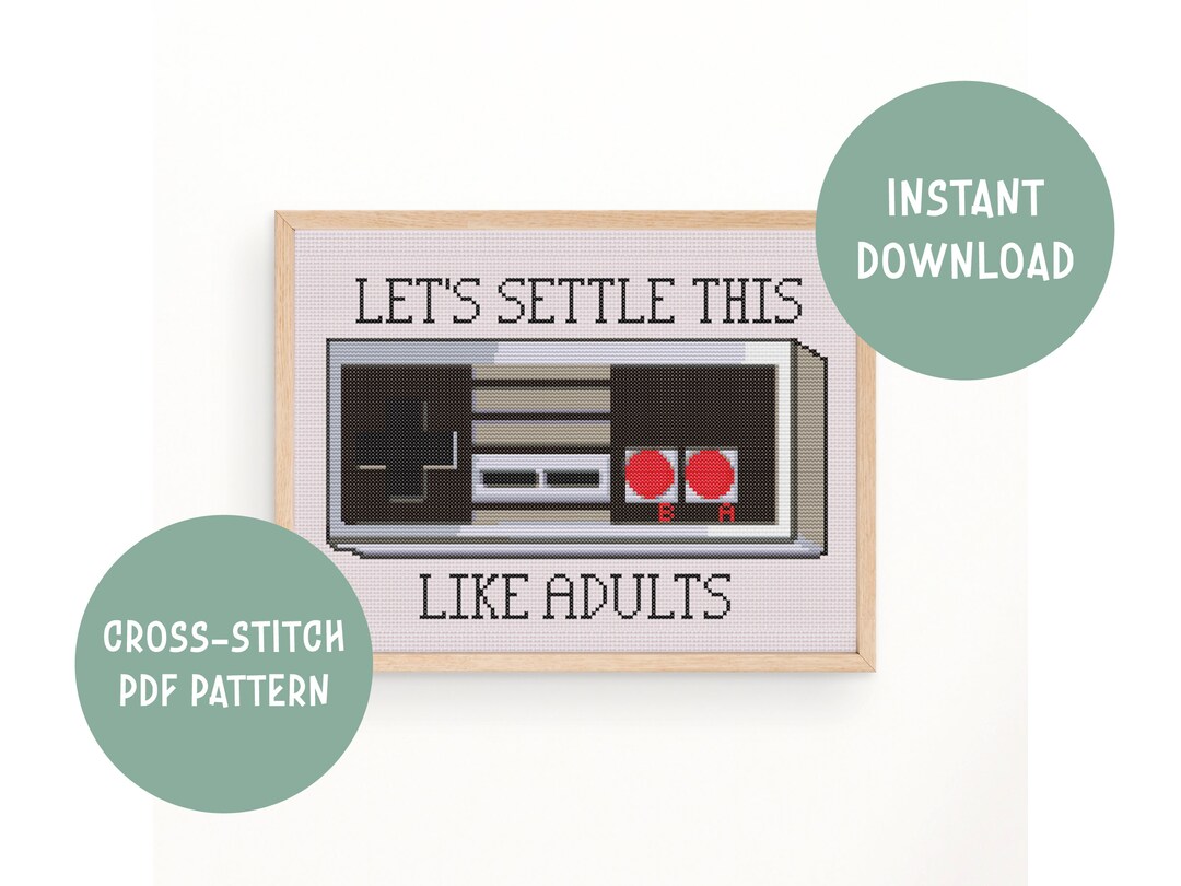 Gamer Cross Stitch Pattern, Fun Modern Cross Stitch Pattern, Modern ...