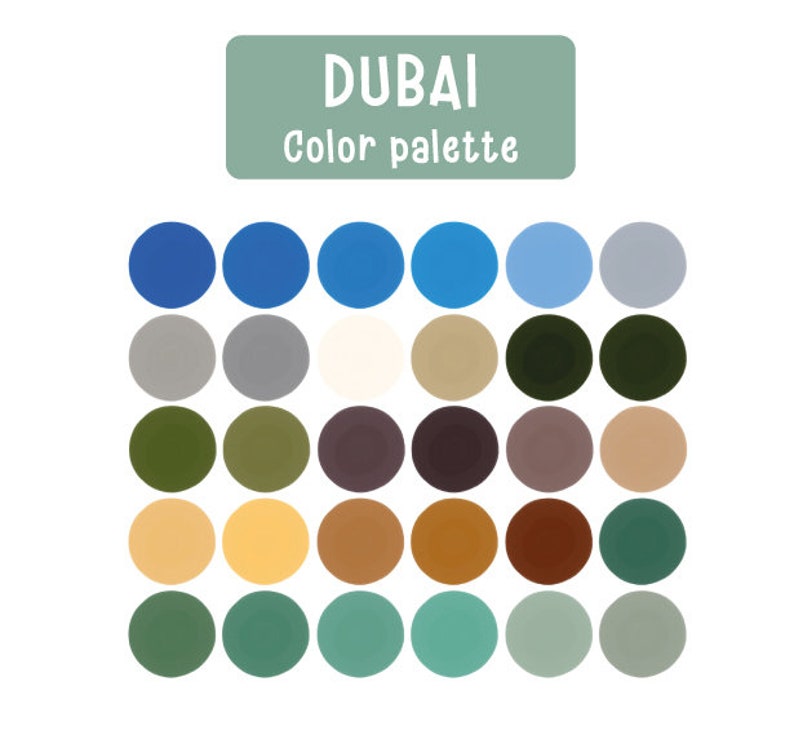Dubai Boho Procreate Earthy Colorful Color Palette, HEX Codes ...