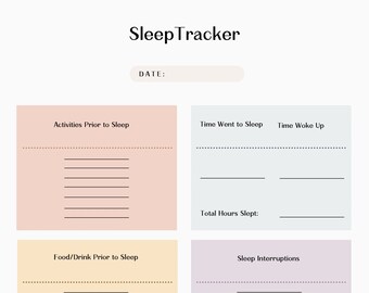 Sleep Tracker Printable and Fillable PDF - Etsy