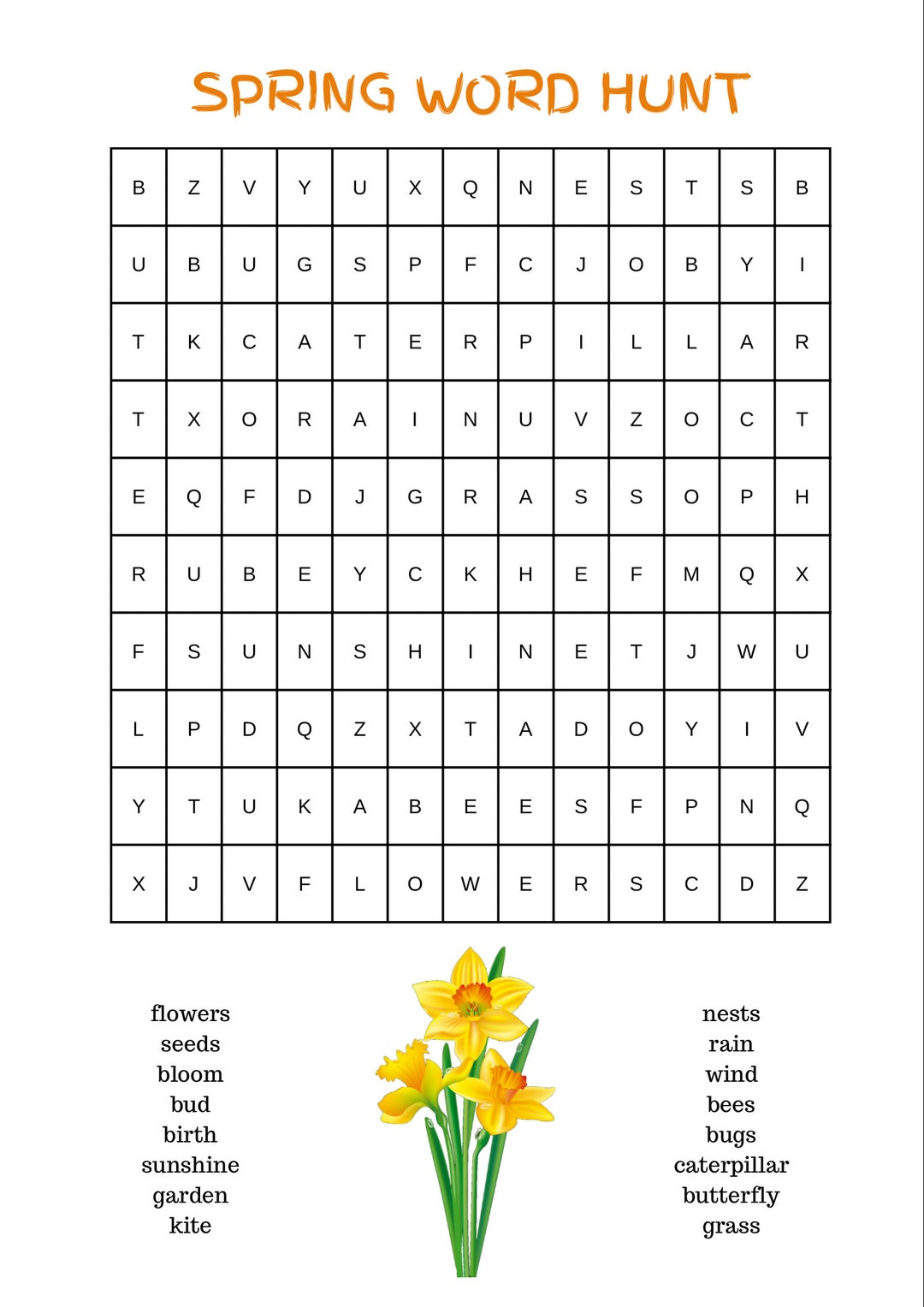 Spring Word Hunt Printable - Etsy