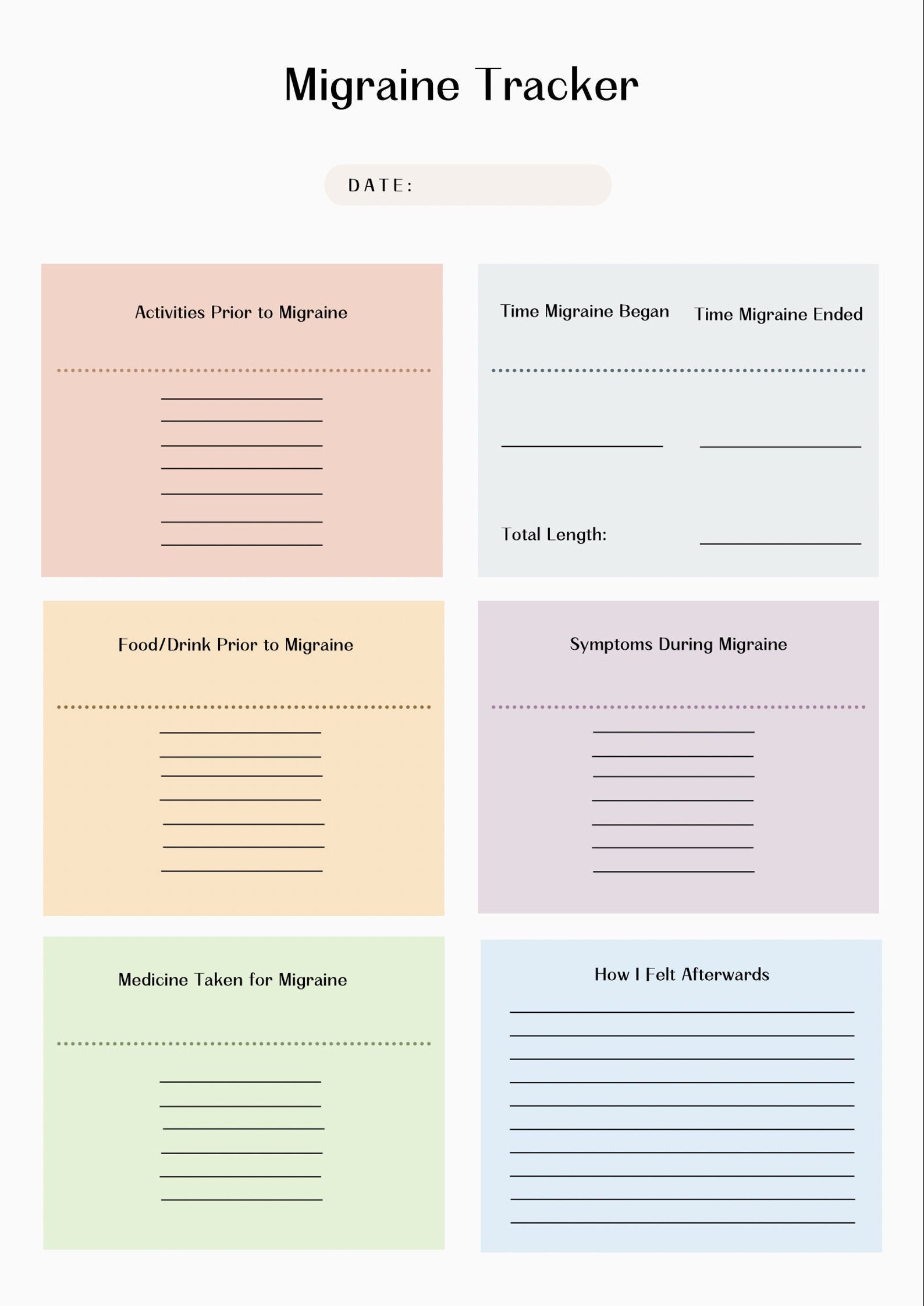 Migraine Tracker Printable - Etsy