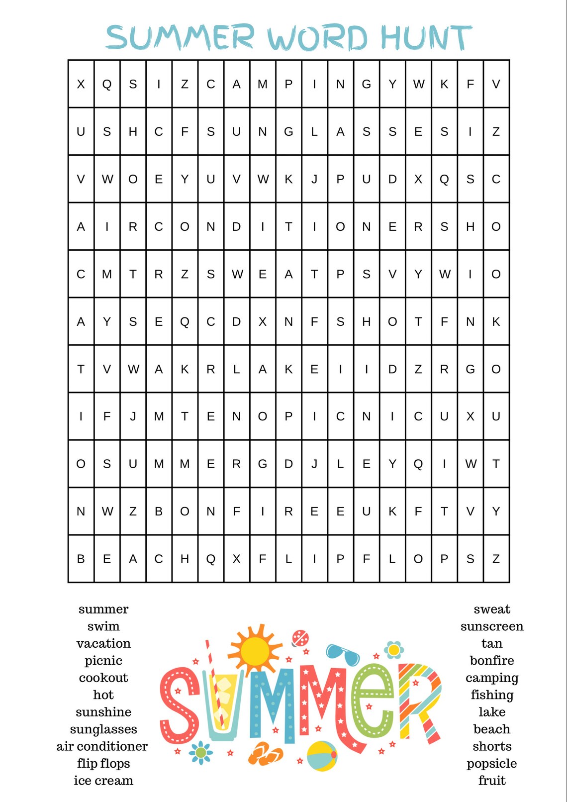 Summer Word Hunt Printable - Etsy
