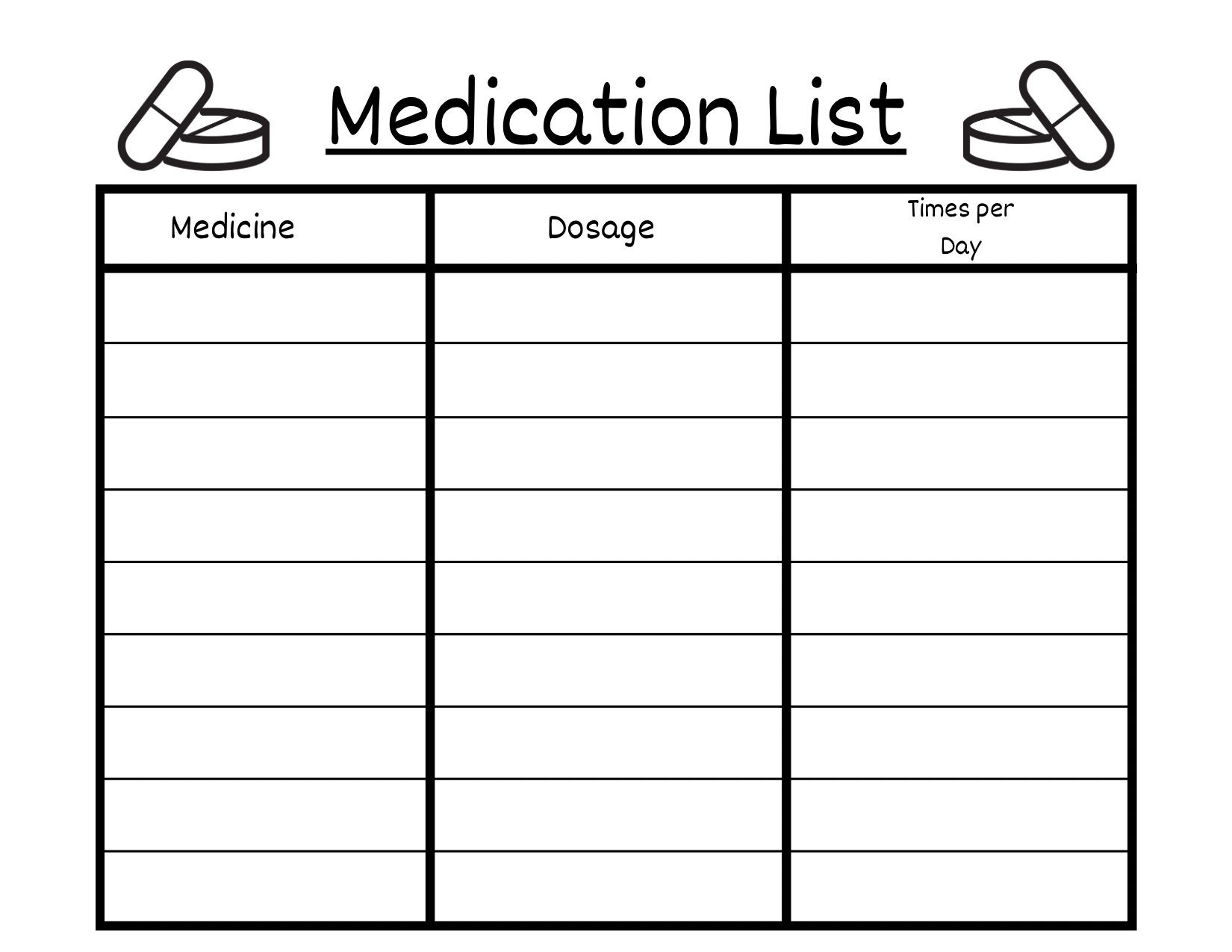Medication List Printable - Etsy