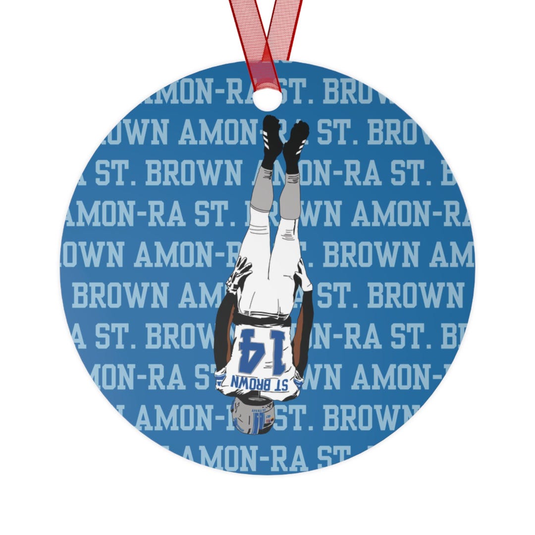 Detroit Football End Zone Headstand Celebration Metal Ornament Sports ...