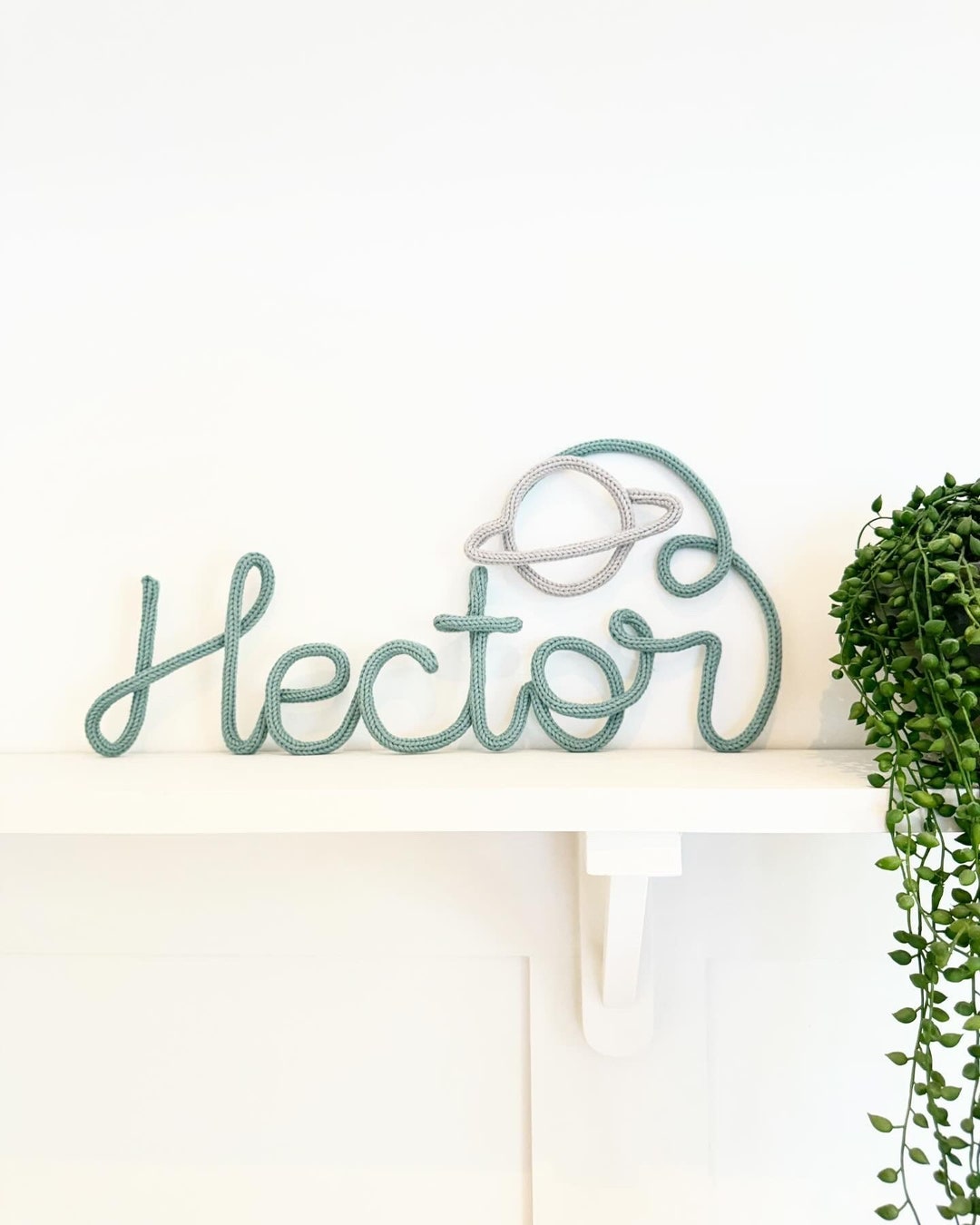 Knitted Wire Name With Saturn Personalised Knitted Wire Name Sign ...