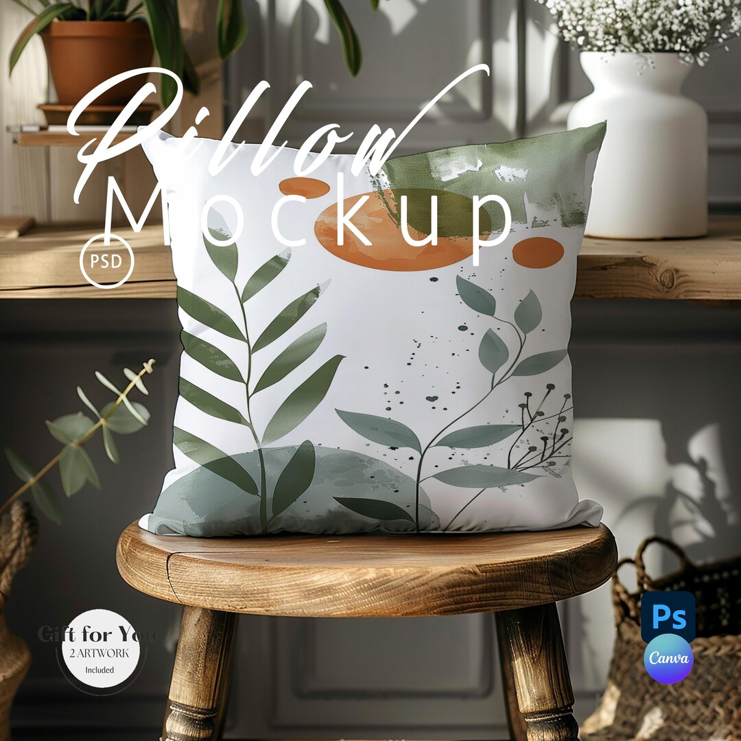 Pillow Mockups, Boho Pillow Mock up Photoshop, Printify Cushions Mockup ...
