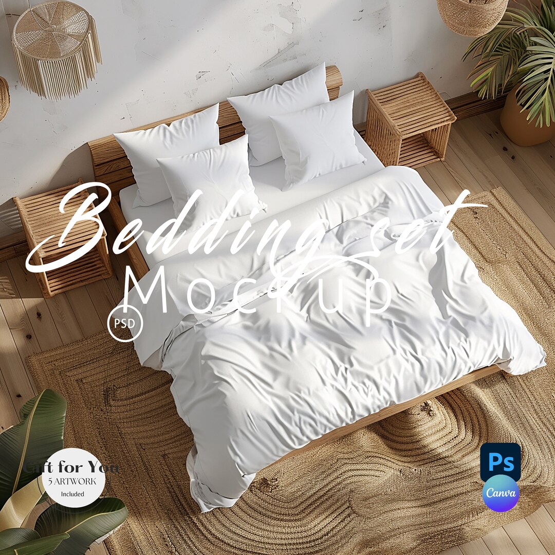 Bedding Set Mockup, Duvet and Pillow Mockups PSD, Blanket Mockup ...