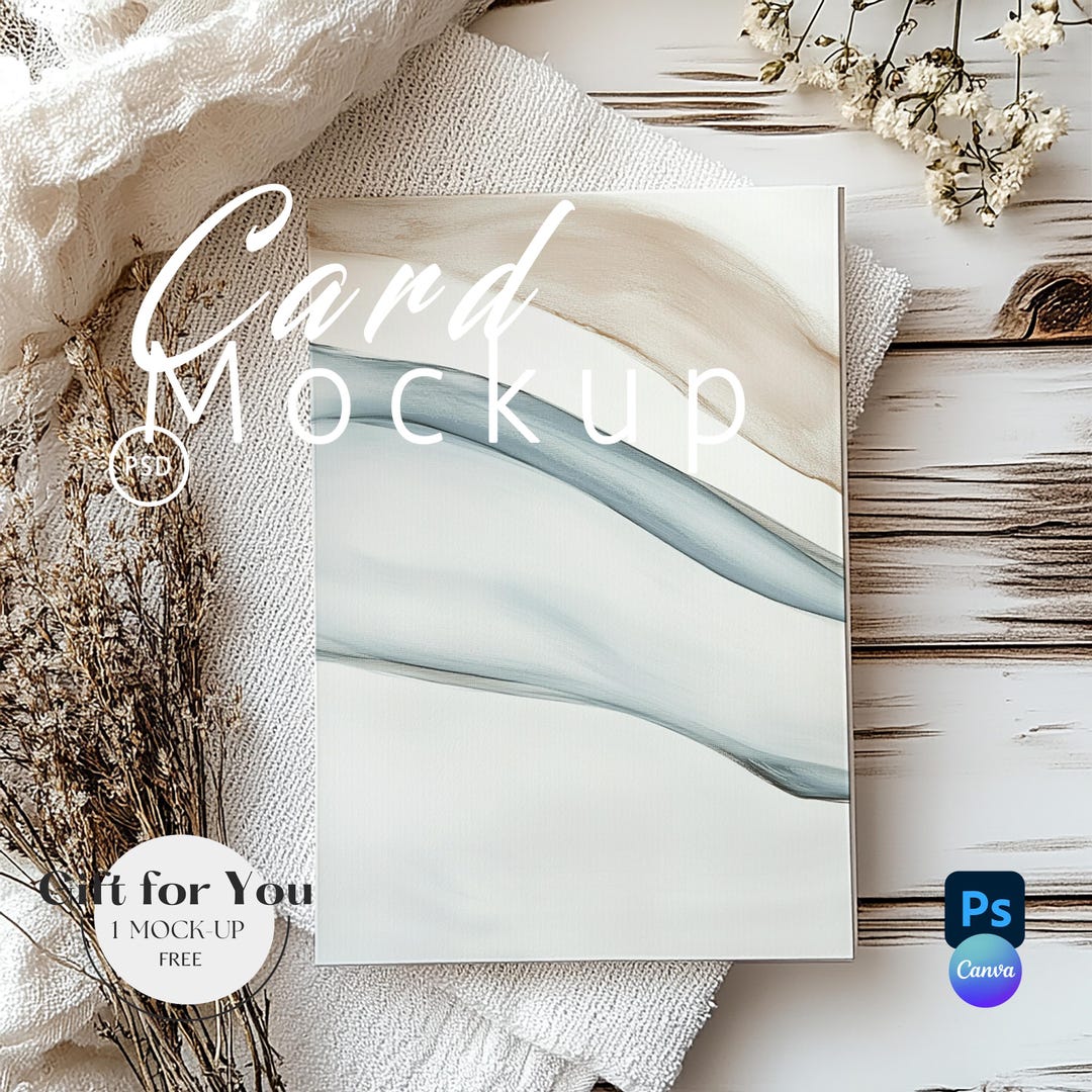 Invitations Card Mockup,wedding Boho Card A5 Mock up Canva PNG, Card ...