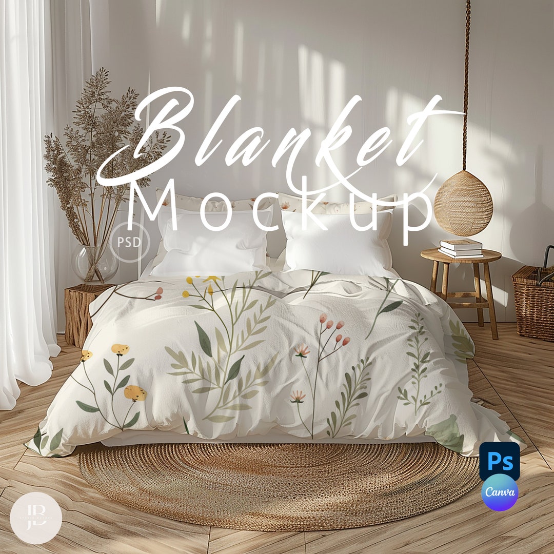 Bedding Set Mockup, Duvet and Pillow Mockups PSD, Blanket Mockup ...