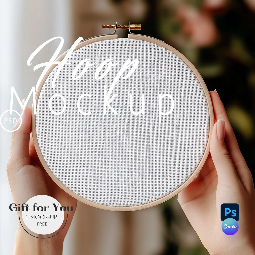 Embroidery Hoop Mockup, Boho Embroider Mock up Canva Drag and Drop ...