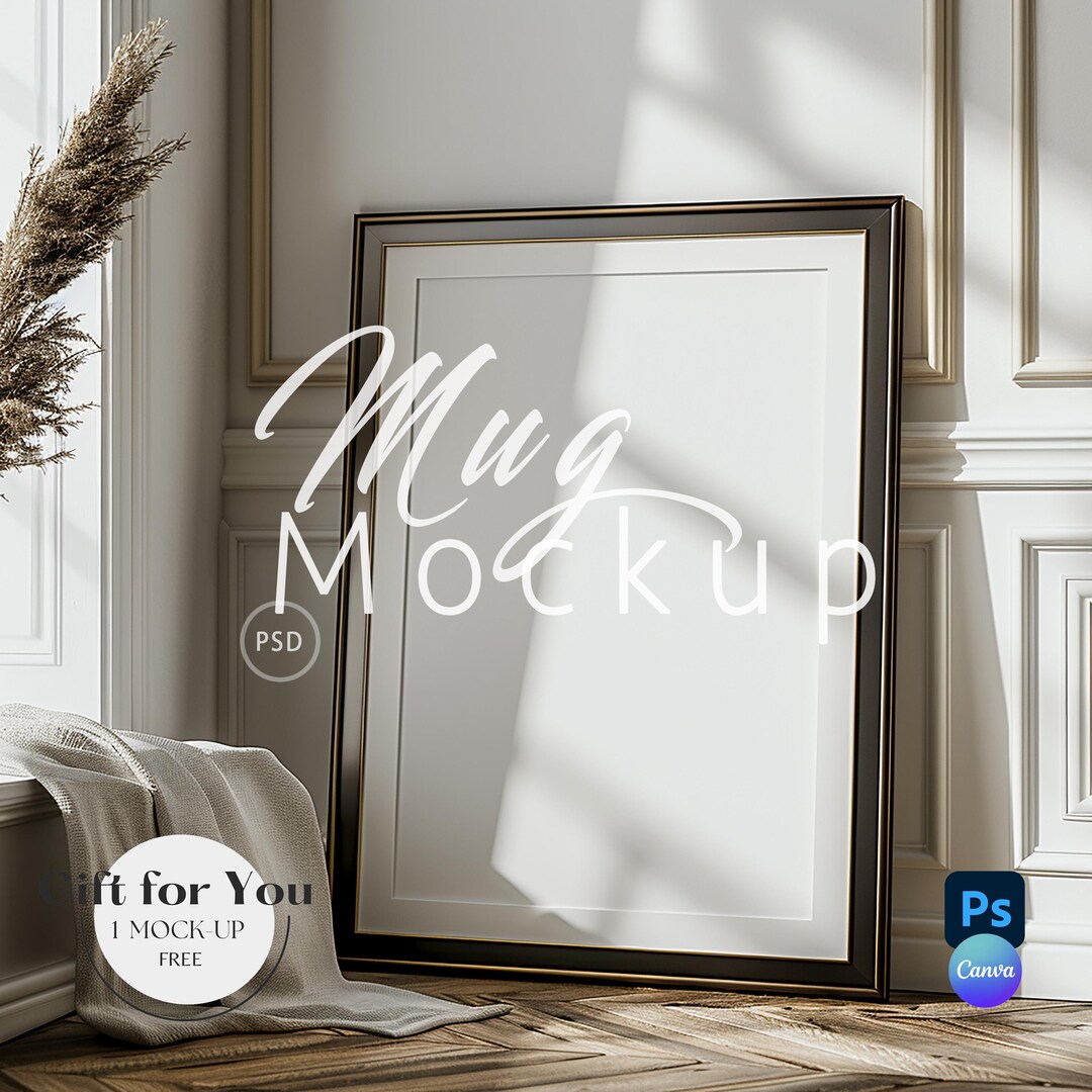 Black Vertical Frame Mockup, Living Room Decor (PSD, Canva, PNG) | 518 ...