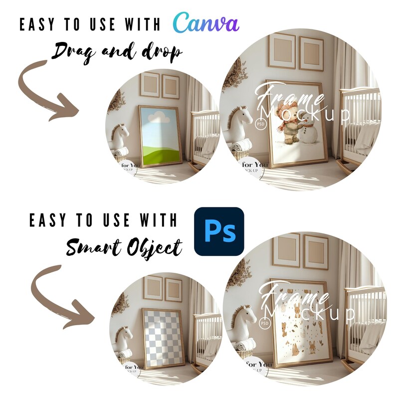 Nursery Frame Mockup |canva Drag and Drop Mock-up |wall Frame Mockup ...