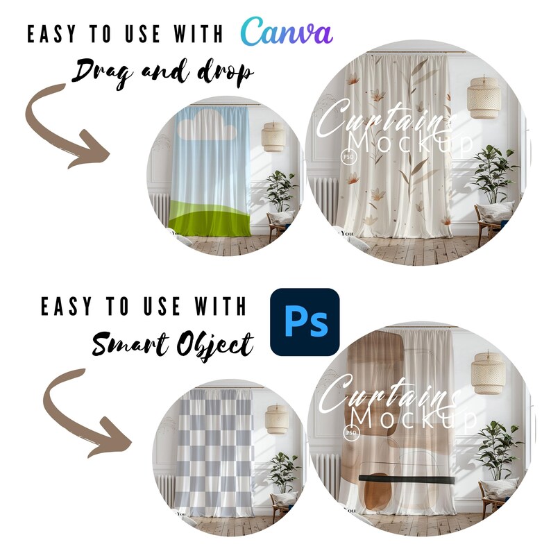 Curtain Mockup, Living Room, Canva, Photoshop (digital Download) | 360 ...