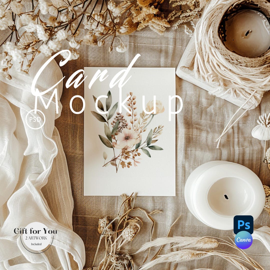 Invitations Card Mockup,wedding Card 5x7 Mock up Canva PNG, Card ...