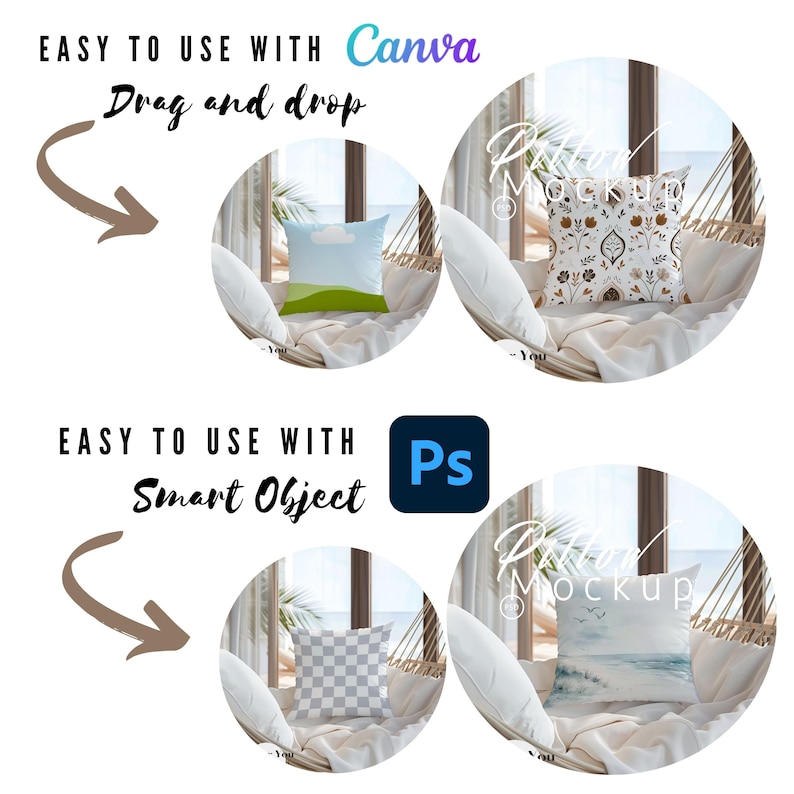 Pillow Mockups, Luxury Pillow Mock up Photoshop, Modern Cushions ...