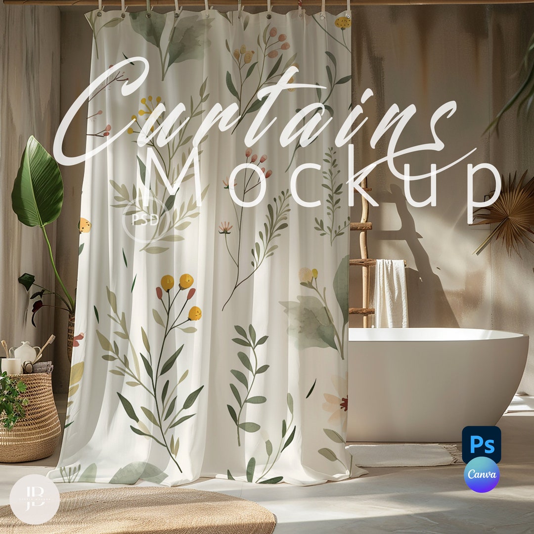 Shower Curtain Mockup, Bathroom Curtain Mockups,photoshop Mock Up, Drag ...