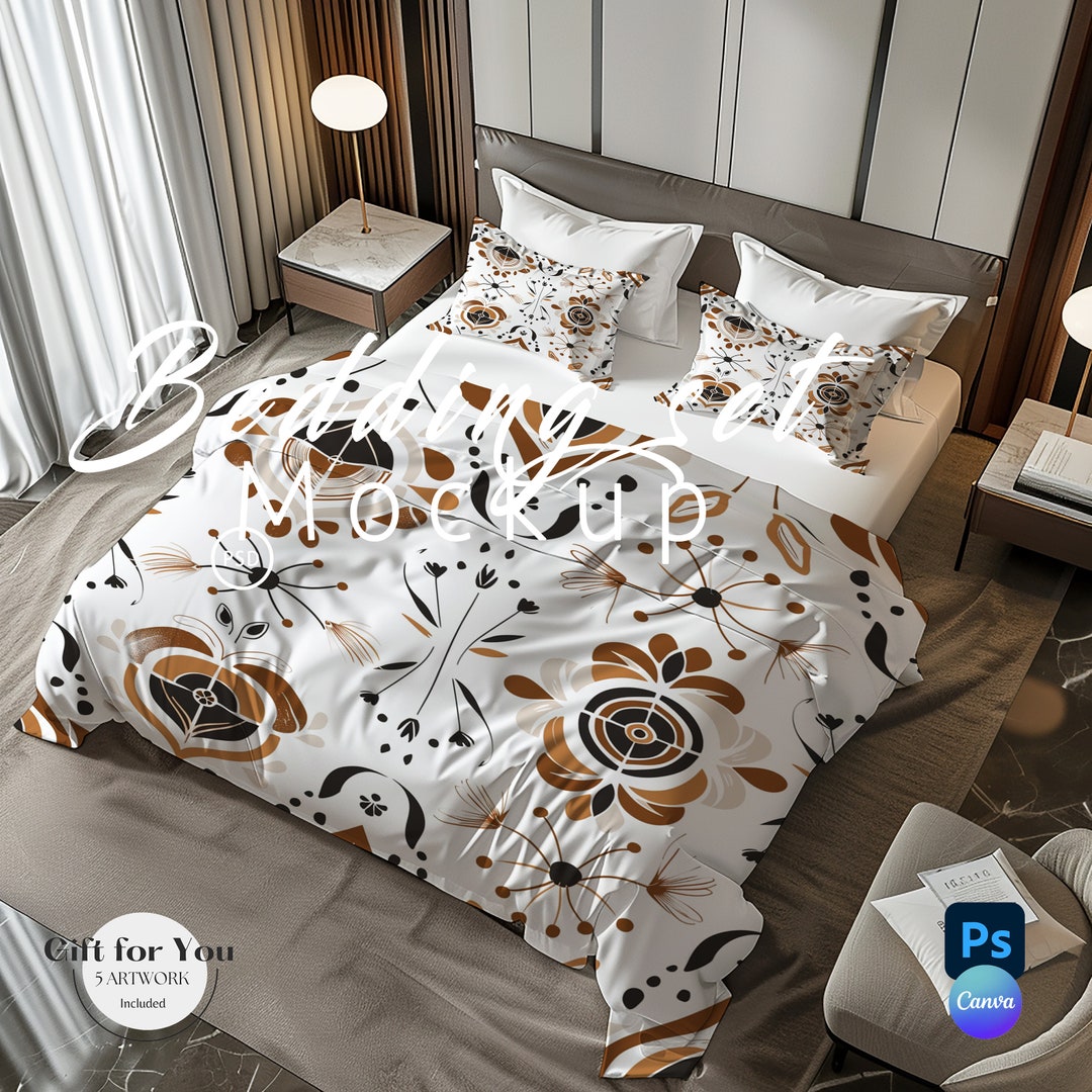 Bedding Set Mockup, Duvet and Pillow Mockups PSD, Blanket Mockup ...