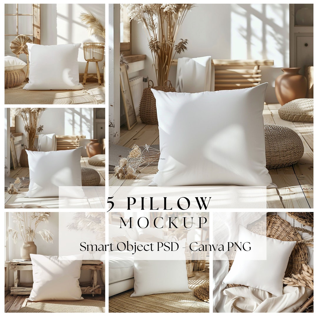 Pillow Mockups Bundle, Boho Pillow Mock up Photoshop, Printify Cushions ...