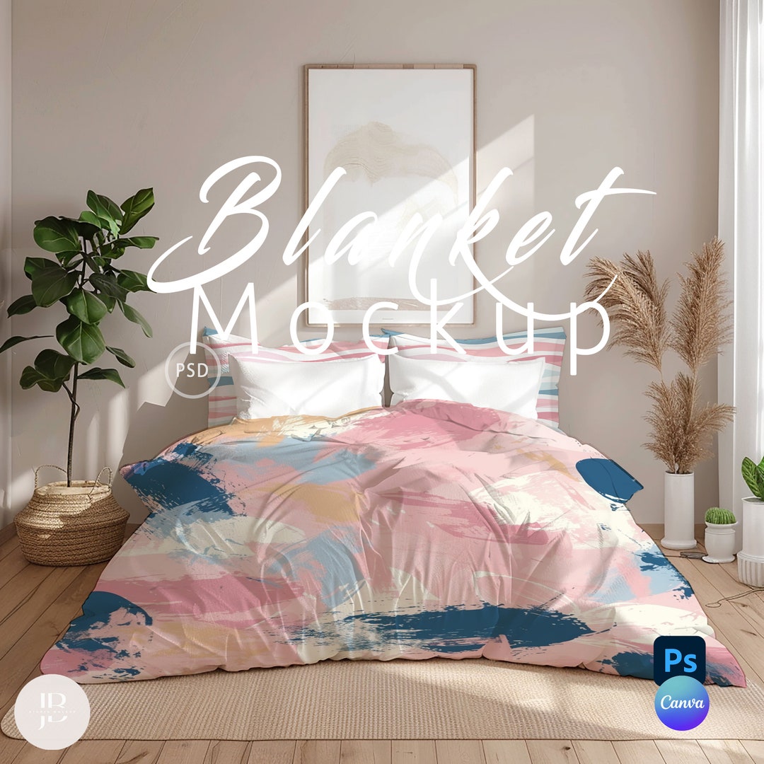 Bedding Set Mockup, Duvet and Pillow Mockups PSD, Blanket Mockup ...