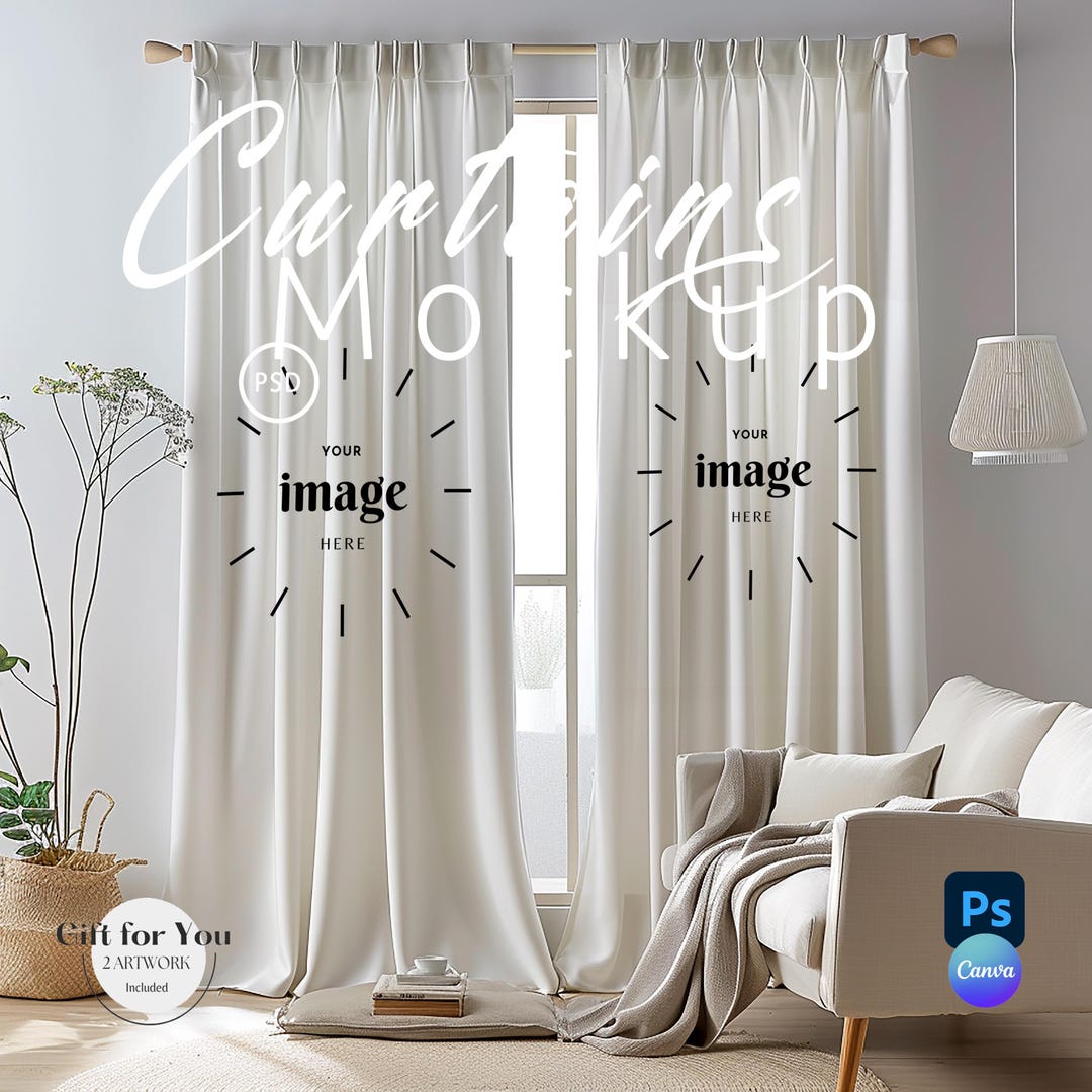 Curtain Mockup, Living Room Curtain Mock Ups,photoshop Mock Up, Drag ...