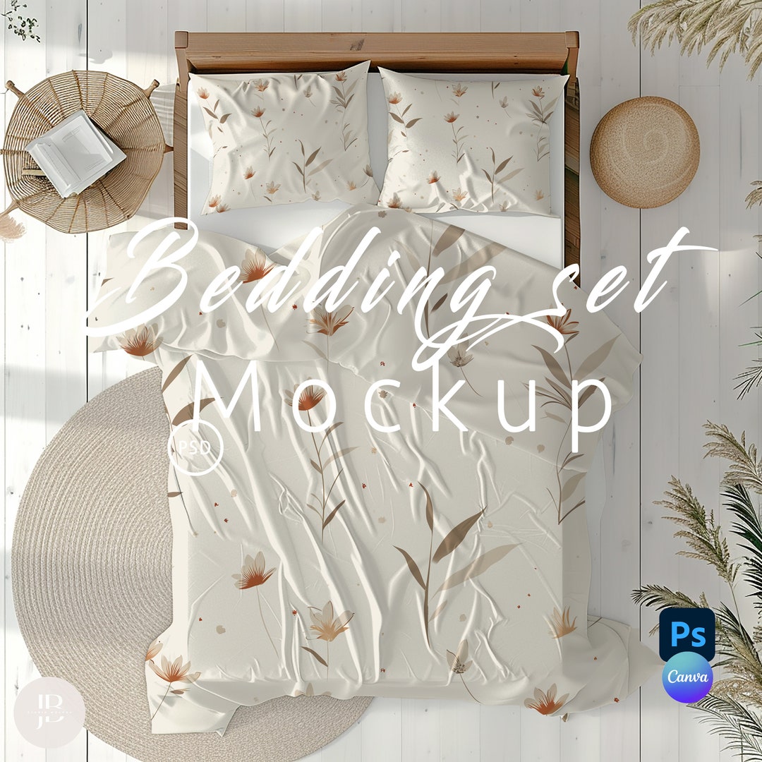 Bedding Set Mockup, Duvet and Pillow Mockups PSD, Blanket Mockup ...