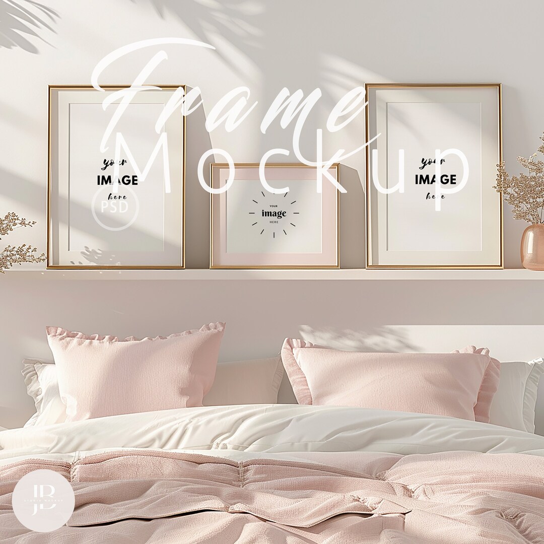 Three Frame Mockup Bedroom, Vertical Set Frames Mockup Canva Png ...
