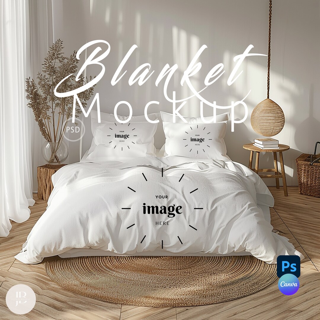 Bedding Set Mockup, Duvet and Pillow Mockups PSD, Blanket Mockup ...