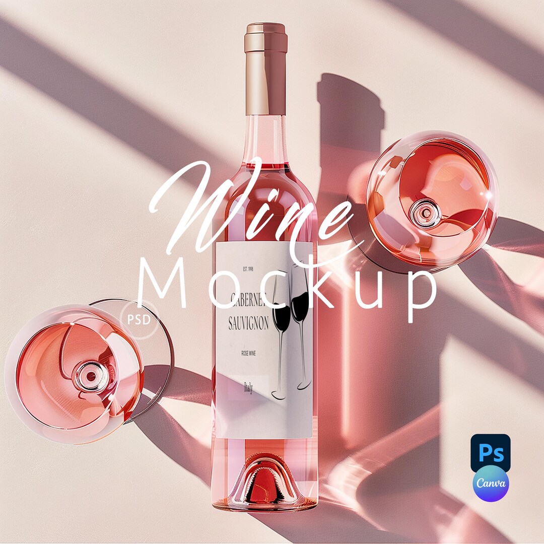 Wine Mockup, Wine Mock Up, Bottle Label Mockup,pink Rose Wine Bottle ...