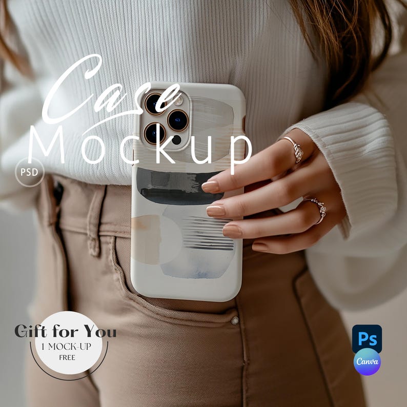 IPhone Case Mockup, Canva & Photoshop, Smart Object (digital Download ...