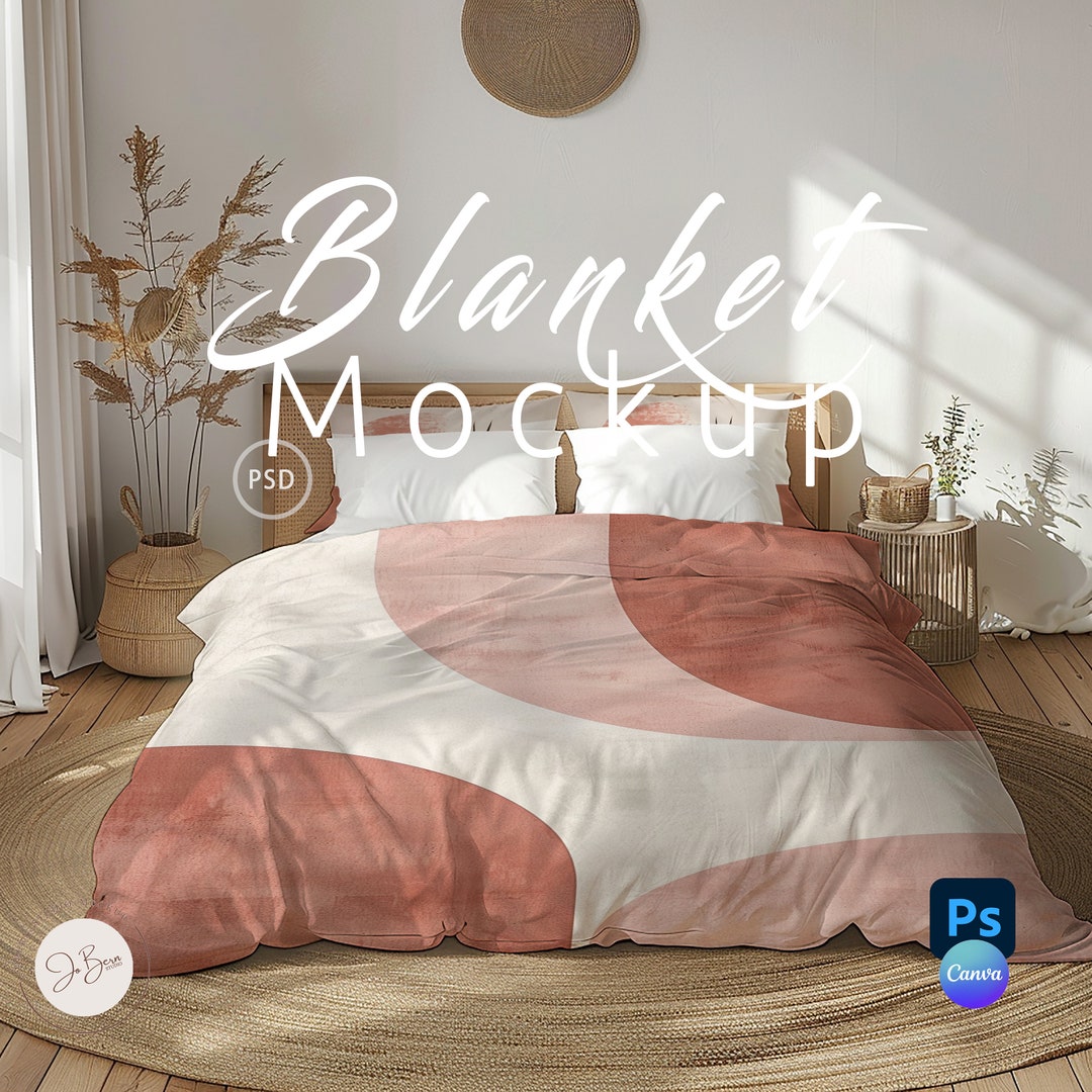 Bedding Set Mockup, Duvet and Pillow Mockups PSD, Blanket Mockup ...