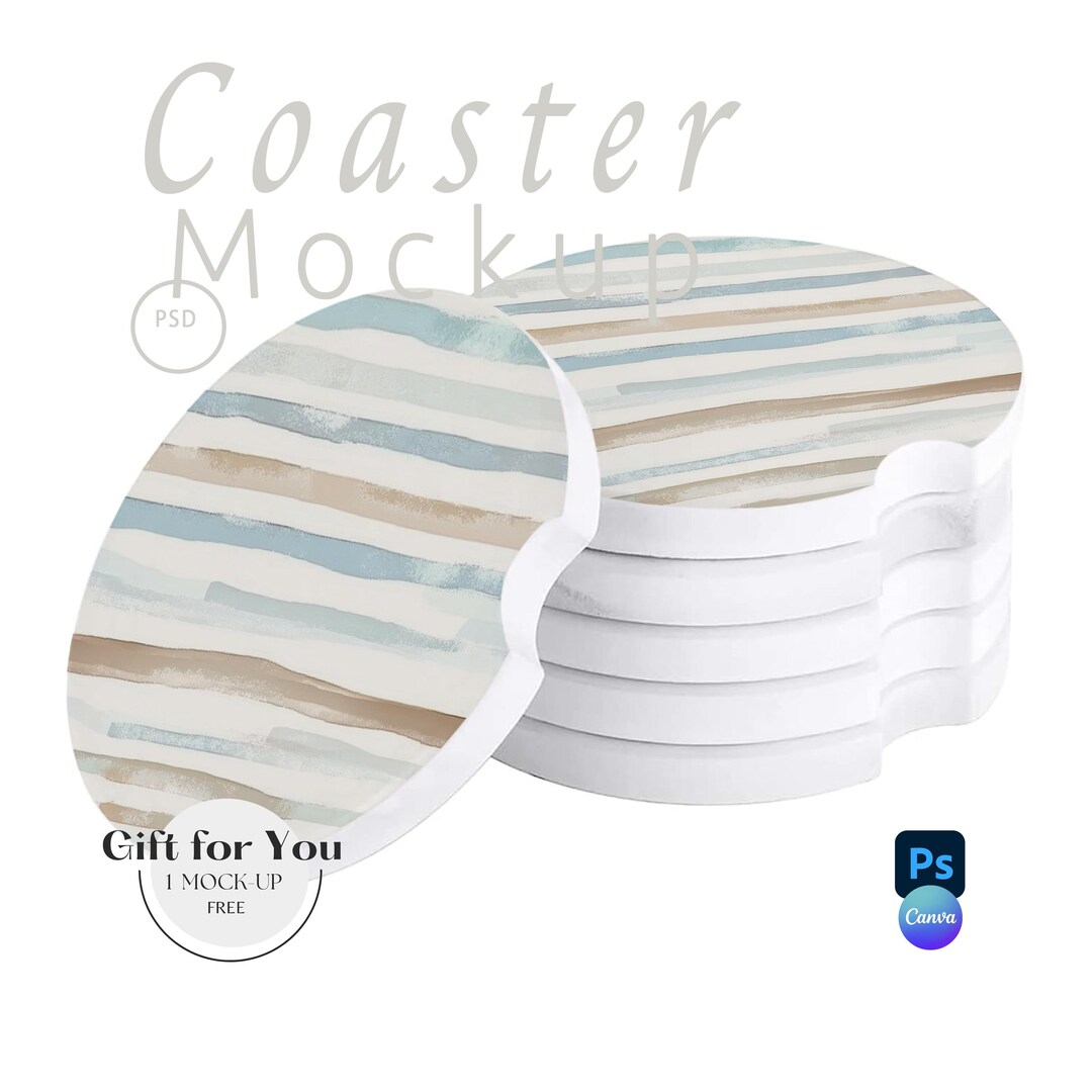 Car Coasters Mockup, White Coaster for Cup on Car Mockups,photoshop ...